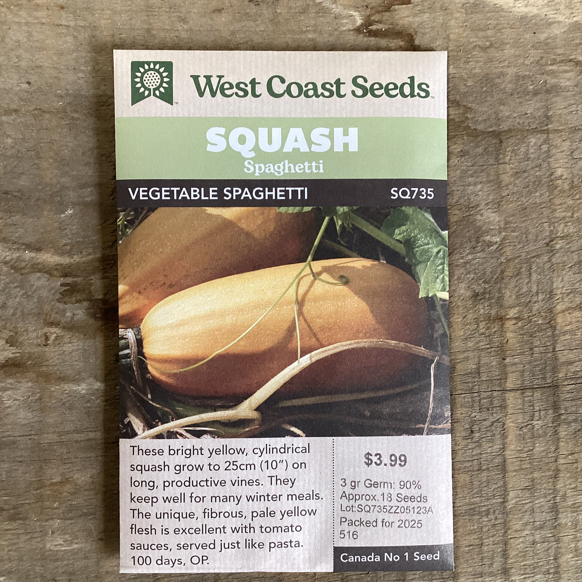 Squash 'Vegetable Spaghetti' Seeds - West Coast Seeds – Carp Garden ...