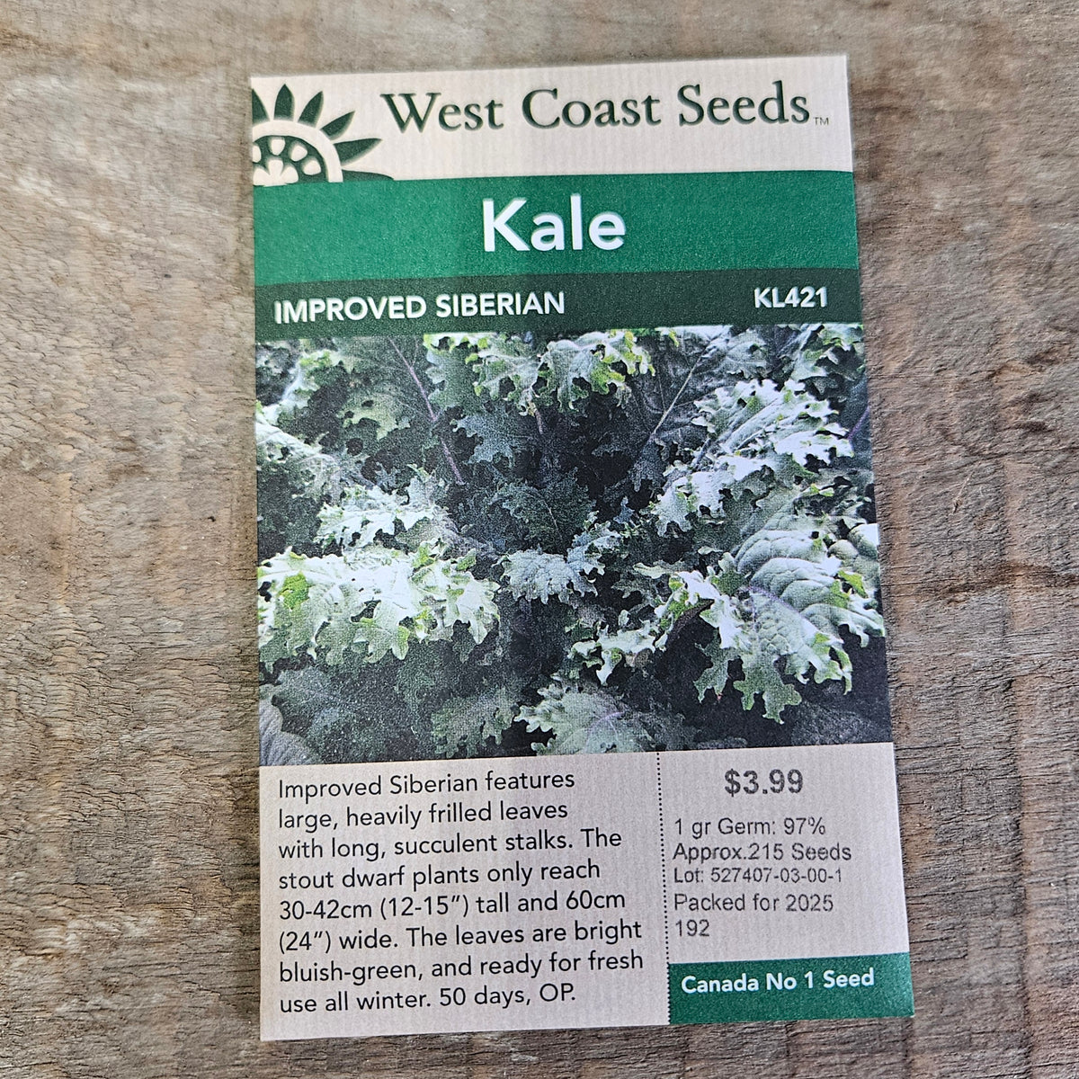 Kale 'Improved Siberian' Seeds - West Coast Seeds – Carp Garden Centre ...
